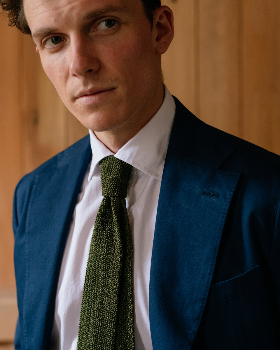 Olive Green Knitted Silk Tie – William Crabtree & Sons