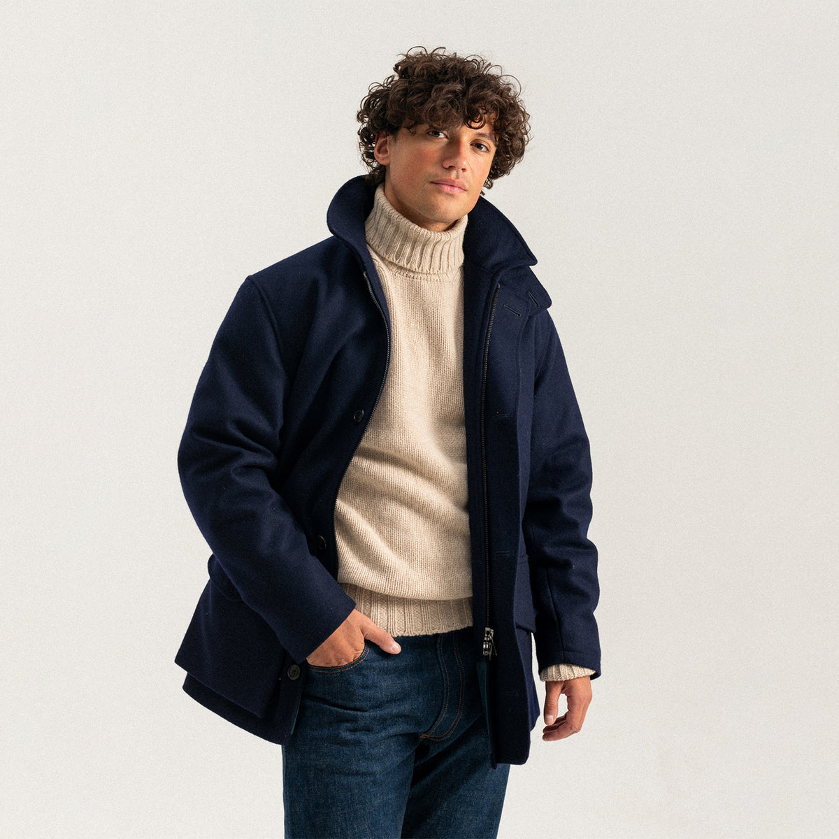 Navy Melton Wool Farington Field Coat – William Crabtree & Sons
