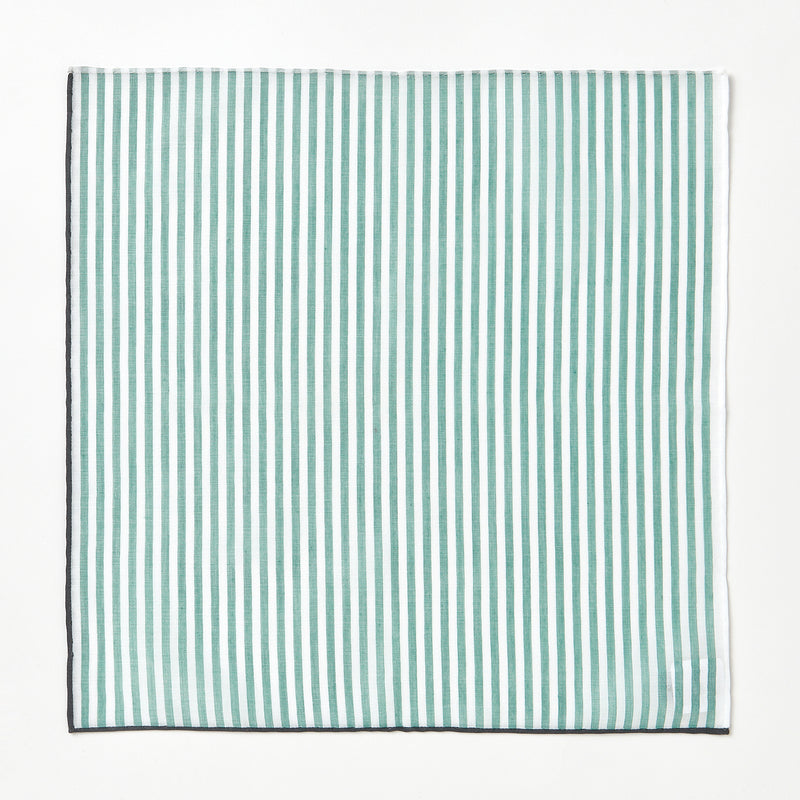 Green & White Stripe Cotton Pocket Square – William Crabtree & Sons